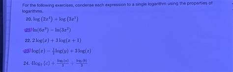 Solved For The Following Exercises Condense Each Expression