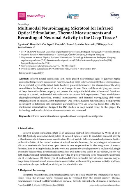 Pdf Multimodal Neuroimaging Microtool For Infrared Optical Stimulation Thermal Measurements