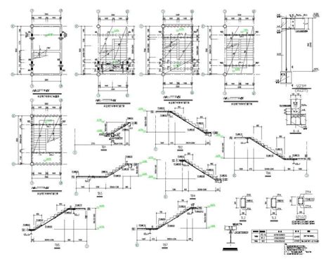 Column And Staircase Section Plan Dwg File