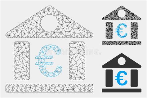 Euro Bank Museum Vector Mesh 2d Model And Triangle Mosaic Icon Stock