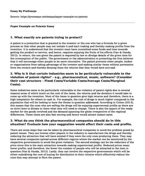 📌 Paper Example On Patents Free Essay Term Paper Example