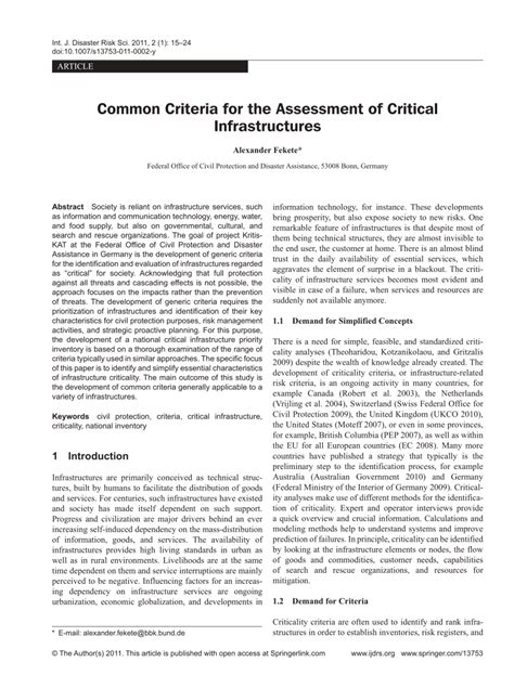 Pdf Common Criteria For The Assessment Of Critical Infrastructures