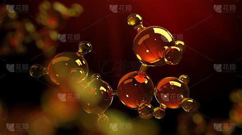 玻璃分子模型的3d渲染图。分子的石油。结构模型电机油或气的概念