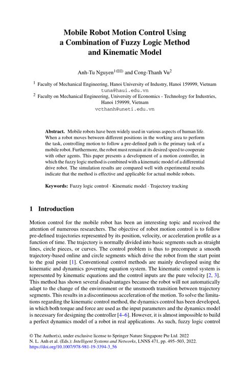 pdf mobile robot motion control using a combination of fuzzy logic method and kinematic model