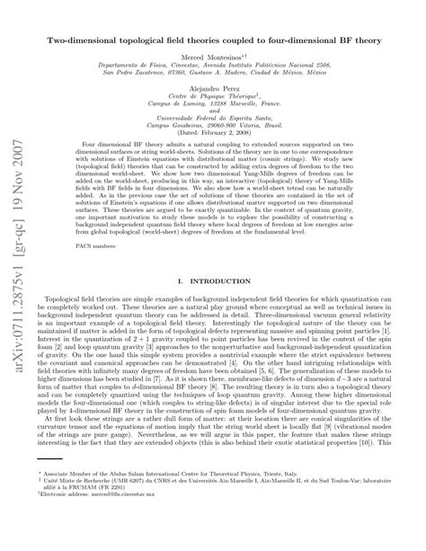 Pdf Two Dimensional Topological Field Theories Coupled To Four