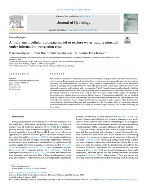 Pdf A Multi Agent Cellular Automata Model To Explore Water Trading