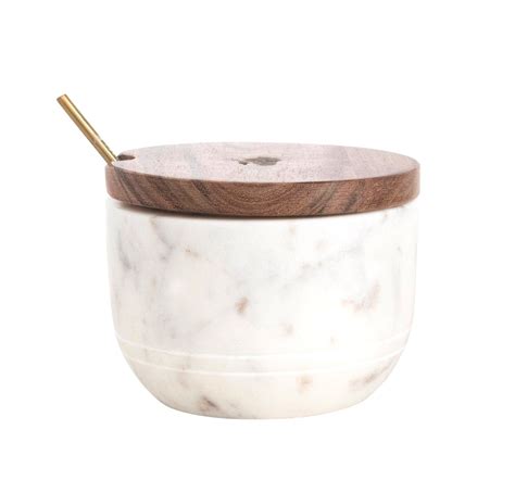 Marble And Wood Bowl W Lid And Brass Spoon Set Acacia Wood Bowl Wood