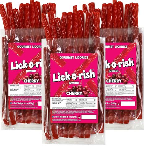 Cherry Licorice Candy Jumbo Soft And Chewy Twists Lick O Rish 3 Pounds Total