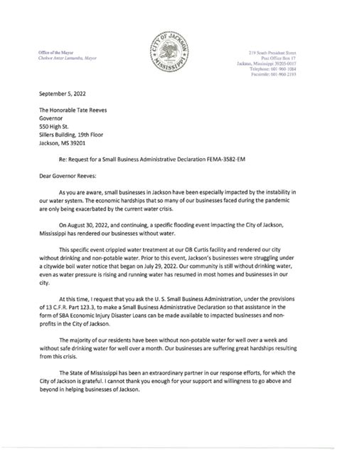 request for sba declaration fema pdf