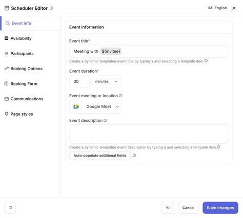 Using The Scheduler Editor Component Docs