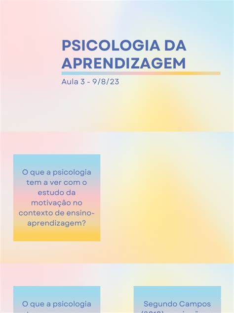 Psicologia Da Aprendizagem Pdf Aprendizado Pedagogia