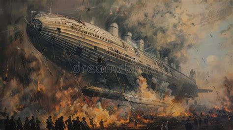 пламенная трагедия неуловимое изображение катастрофы в хинденбурге Иллюстрация штока