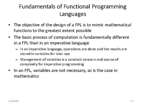 Fundamentals Of Functional Programming Languages The Objective Of