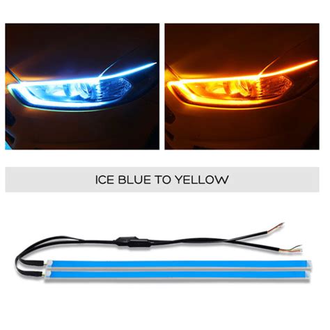 2Pcs LED Car Flexible Daytime Running Light Turn Signal Lamp Waterproof Headlight Auto 30CM 60CM