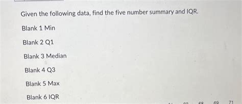 solved given the following data find the five number