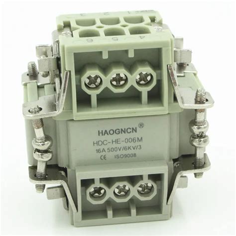 HDC HE 006 M F Heavy Duty Connector 6 Pin 16A Rectangular Connector Hot Runner In Connectors