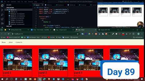 day 89 of 100dayslearningchallenge react components props and jsx shubham kumar posted on