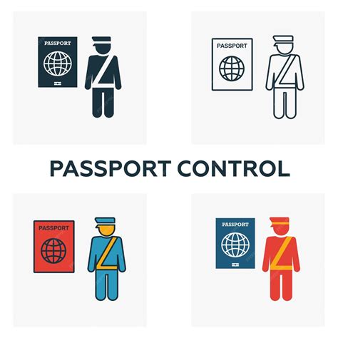 Premium Vector Passport Control Icon Set Four Elements In Diferent Styles From Airport Icons
