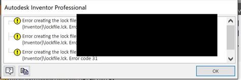Error Creating The Lock File Filename Inventor Lockfile Lck In Inventor