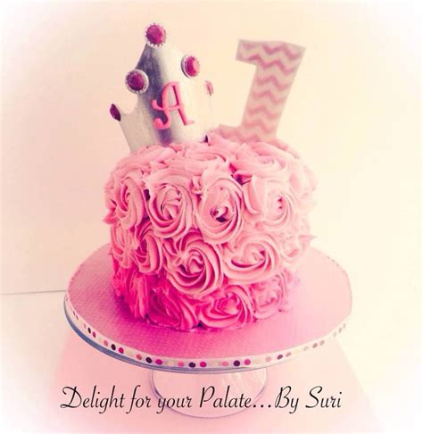 Smash Cake Rosette With Beautiful Princess Crown And 1 In Chevron