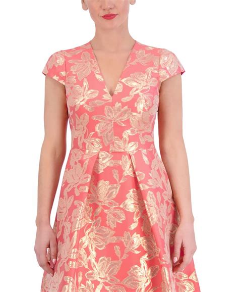 Vince Camuto Petite Metallic Jacquard Fit And Flare Dress Macys