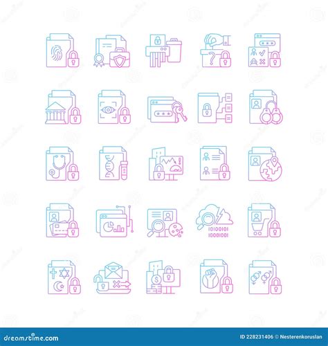 Sensitive Information Types Gradient Linear Vector Icons Set Stock Vector Illustration Of Flat