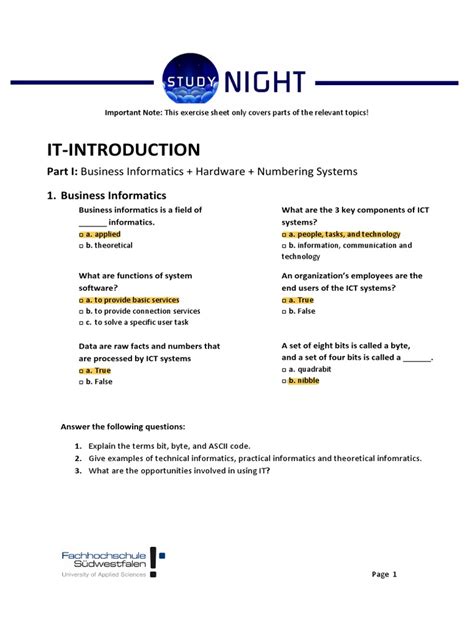It Intro Exercises For Exam Preparation Pdf Central Processing