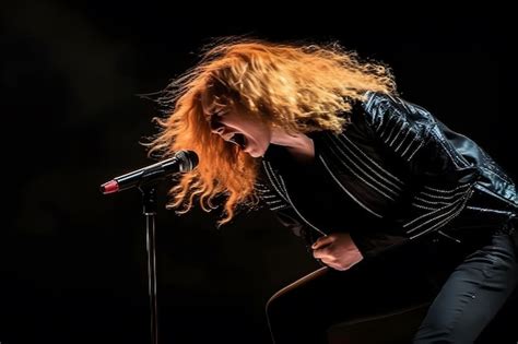 Premium Ai Image Metal Girl Yells Into A Microphone Neural Network Ai