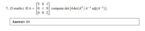 Solved 7 5 Marks If A⎣⎡500810192⎦⎤ Compute