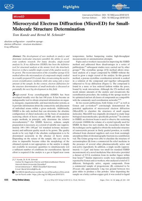 Pdf Microcrystal Electron Diffraction Microed For Small Molecule