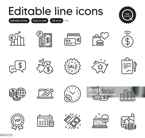 재무 개요 아이콘 집합입니다 사이버 공격 세계 돈 및 클립 보드 요소로 아이콘을 포함합니다 웹 사이트의 경우 벡터 개발에 대한 스톡 벡터 아트 및 기타 이미지 Istock