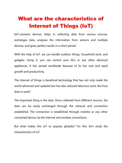Characteristics Of Internet Of Things Iot Pdf Internet Of Things Internet