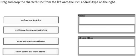 Drag And Drop The Characteristic From The Left Onto The Ipv6 Address Type On The Right Confined