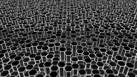 black and white hexagonal shapes hi tech pattern abstract 3d rendering
