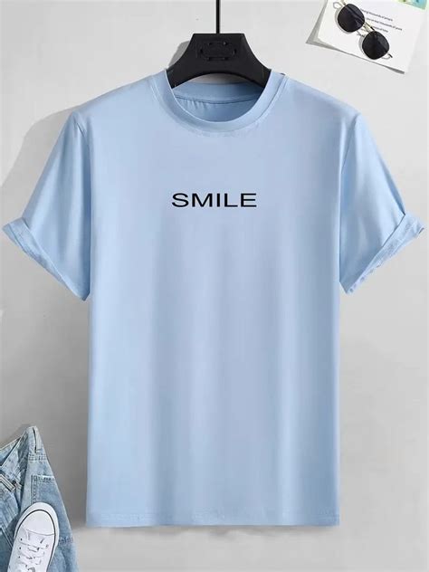 Plus Size Smile Print Mens T Shirt Summer Trendy Causal Temu In 2024