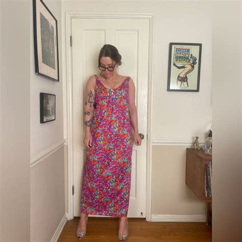 60s 70s Vintage Bullet Bra Psychedelic Print Maxi Dre Gem