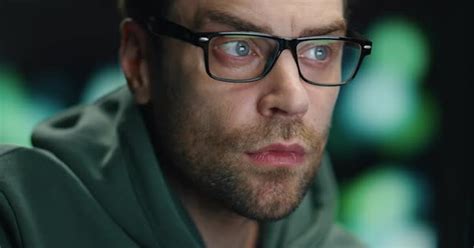 Closeup Man Coder Working Night Datacenter Serious Developer Looking Computer Technology Stock