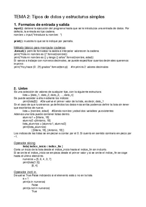 T2 Tipos De Datos Y Estructuras Simples Pdf