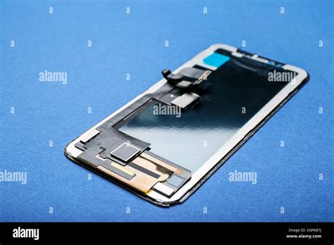Mobile Phone Display Module On Blue Background Stock Photo Alamy