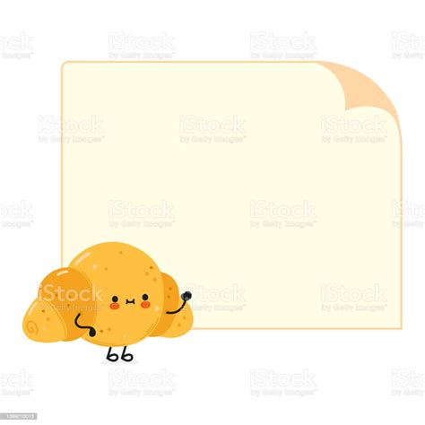 연설 거품이있는 귀여운 재미있는 크로와상 캐릭터 벡터 손으로 그린 만화 카와이 캐릭터 일러스트 레이 션 아이콘 흰색 배경에 고립되어 있습니다 크로와상 캐릭터 개념 0명에