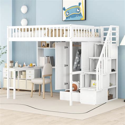 Full Size Loft Bed With Desk For Adults