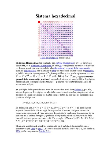 Sistema Hexadecimal Una Introducción Completa Pdf Sustracción