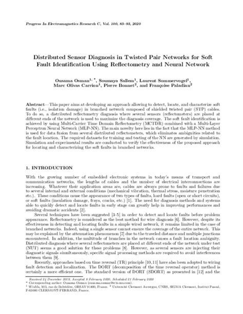 Pdf Distributed Sensor Diagnosis In Twisted Pair Networks For Soft