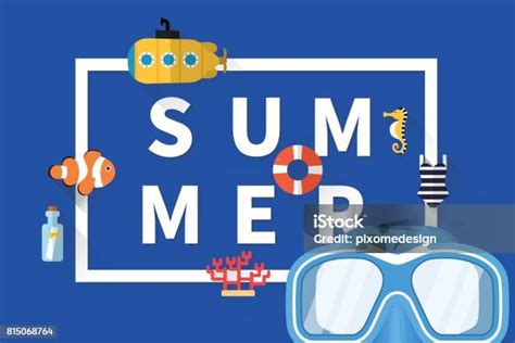여름 휴가 휴가 개념 타이 포 그래피 레이아웃 벡터 평면 일러스트 레이 션 0명에 대한 스톡 벡터 아트 및 기타 이미지 0명 개념 개체 그룹 Istock