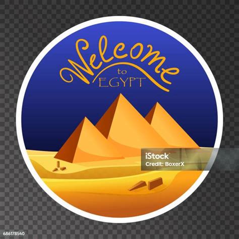 만화 환영에 이집트 개념 아이콘 투명 배경에서 푸른 하늘 가진 사막에서의 이집트 피라미드 벡터 일러스트 레이 션 0명에 대한 스톡 벡터 아트 및 기타 이미지 Istock