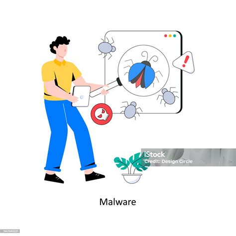 악성 코드 플랫 스타일 디자인 벡터 그림입니다 스톡 일러스트레이션 네트워크 보안에 대한 스톡 벡터 아트 및 기타 이미지