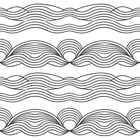 Seamless Tile Pattern Of Geometric Wave Motifs On A Light Gray