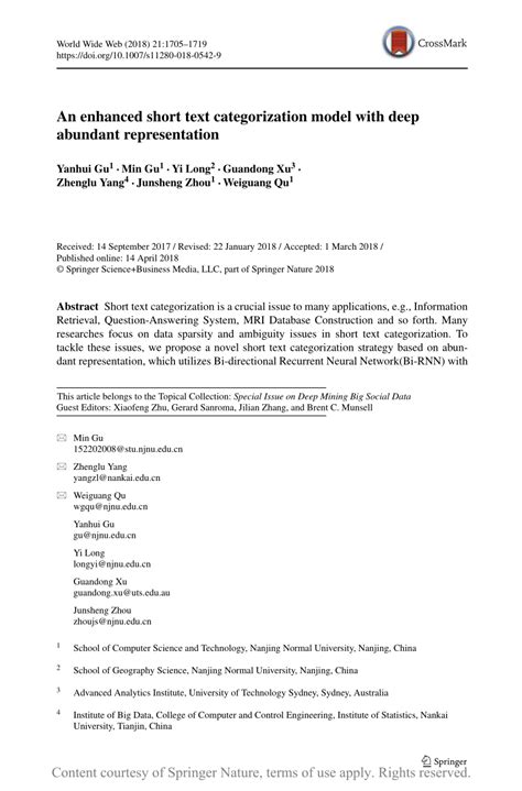 An Enhanced Short Text Categorization Model With Deep Abundant