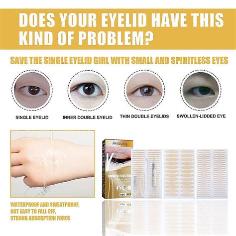 Eyelid Tape 480pcs Invisible Waterproof Eyelid Lifter Strips For Hooded
