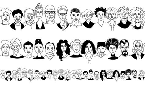 여성 남성 머리 초상화 라인 그리기 낙서 포스터 원활한 테두리 남자에 대한 스톡 벡터 아트 및 기타 이미지 남자 라인아트
